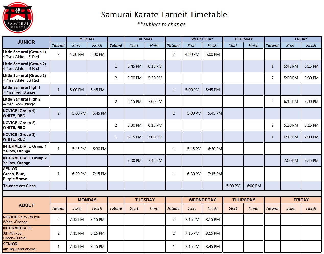 Tarneit Dojo - VIC | Timetable - Samurai Karate Australia Classes ...