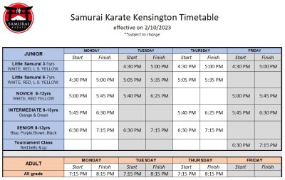 Kensington Dojo - VIC | Timetable - Samurai Karate Australia Classes ...