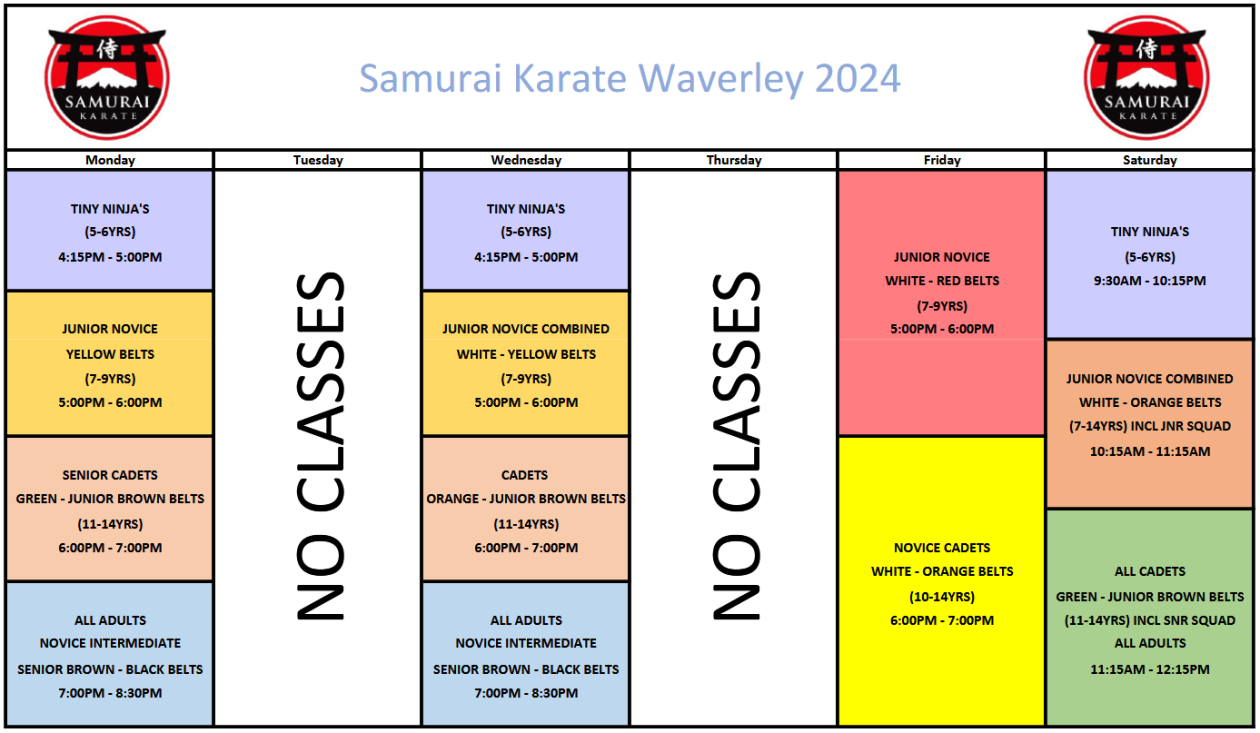 Waverley Dojo - VIC | Timetable - Samurai Karate Australia Classes ...